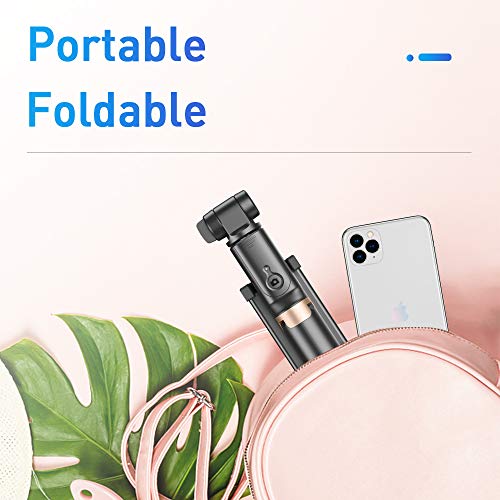 Gimbal Stabilizer For Smartphone, APEXEL 360° Rotation Auto Balance Small Portable Handhold Selfie Stick Tripod With Wireless Remote, 1-Axis Lightweight Extendable Stabilizer Gimble Iphone Phone Gopro