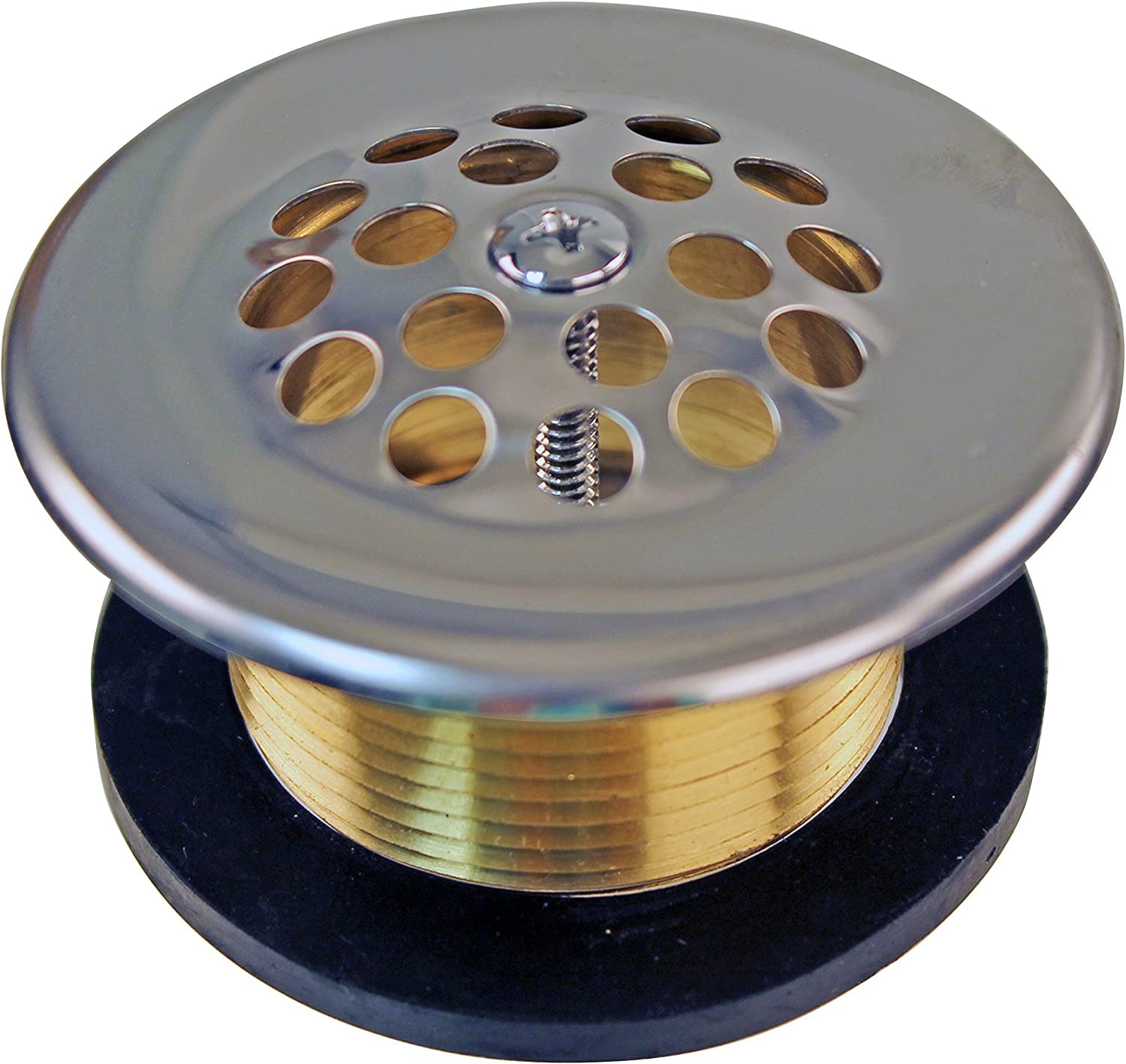 Westbrass A79220CP 14" 20 Gauge Brass Bath Waste and Overflow Assembly with Trip Lever and Grid Drain Cover, Polished Chrome