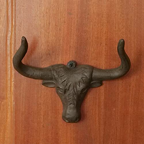 Coat Hooks Wall Mounted,JfwuHap 1 Piece Wall Hangers Iron Hook Bull Head Hook Animal Shaped Coat Hat Hooks Metal Wall Hooks Hangers Wall Hooks , Wall Hooks for Hanging Clothes Backpack Coats