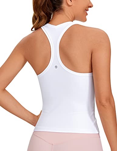 CRZ YOGA Butterluxe Racerback Workout Tank Tops for Women Sleeveless Gym Tops Athletic Yoga Shirts Camisole White Small