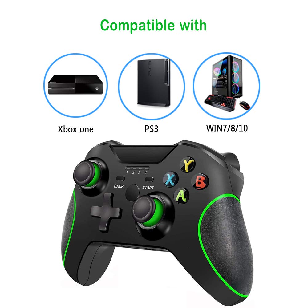 Beproess Wireless Controller for Xbox one, Built-in Dual Vibration 2.4HZ Gamepad Compatible with Xbox One/One S/One X/PC/ PS3 … (Black)