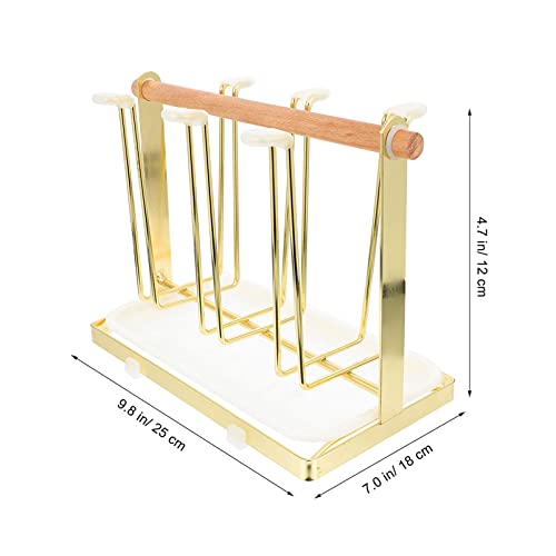 Kichvoe Cup Drying Rack Stand, Upside down Metal Glass Mug Draining Holder Organizer Hanging Shelf Drinking Glass Drainer Stand with Tray