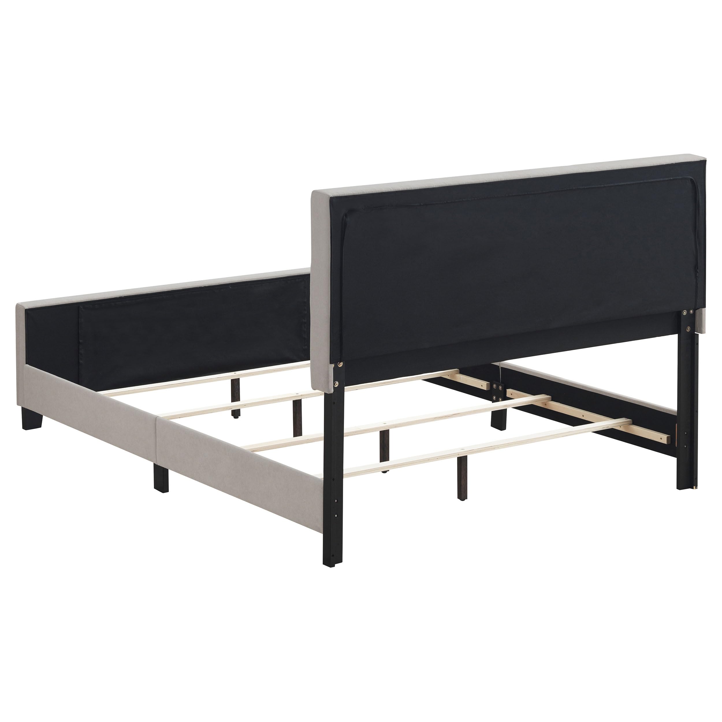 Coaster Home Furnishings Fairfield Contemporary Fabric Upholstered Eastern King Size Panel Bed Frame 50-inch Headboard Beige 305952KE
