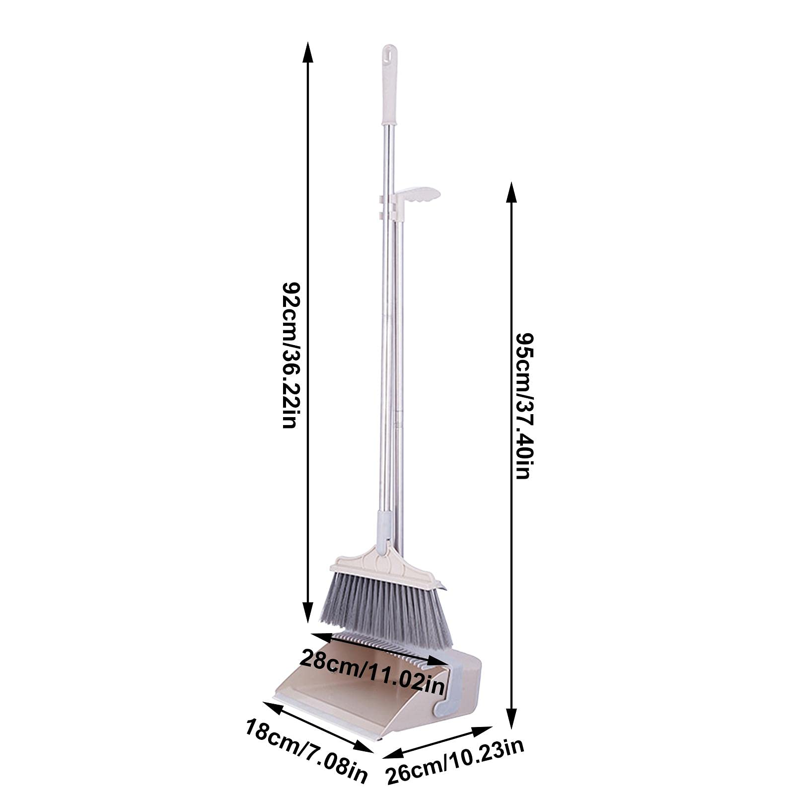 Broom and Dustpan Set for Home, Upright Stand Up Broom and Dustpan Set, Detachable Broom with Dustpan Combo, for Home Kitchen Lobby Indoor Floor Cleaning Pingfen