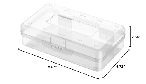 CENGNIAN 1 Pack Large Capacity Clear Pencil Box, Clear Pencil Case, Plastic Crayon Box, Pencil Cases, Plastic Pencil Case, Plastic Pencil Box, Crayon Box Storage, Hard Pencil Case