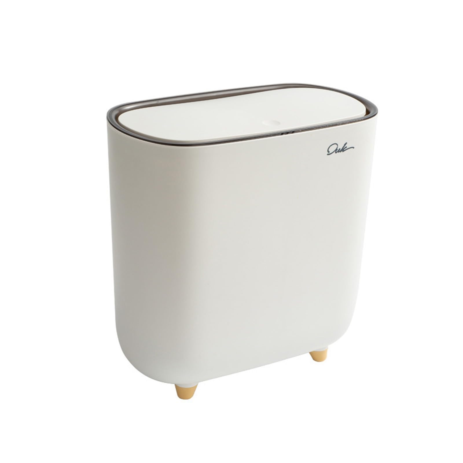 CENGNIAN 1.5 Gallon Bathroom Trash Can with Press-Top Lid, Adsorption Garbage Can with Lid, Smart Plastic Slim Wastebasket for Bathroom, Office, rv, Bedroom, Living Room