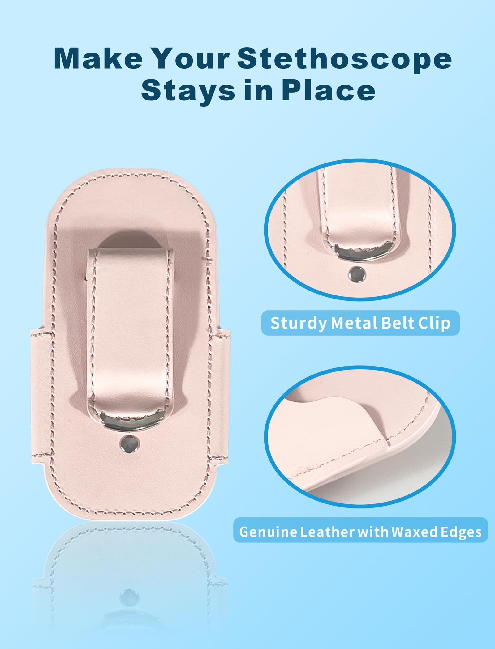 CaseLeather Stethoscope Holder, Genuine Top-Grain Leather | Strong & Durable | Magnetic Closure - Easy Access | for Doctors, Nurses, Adult (Pink)