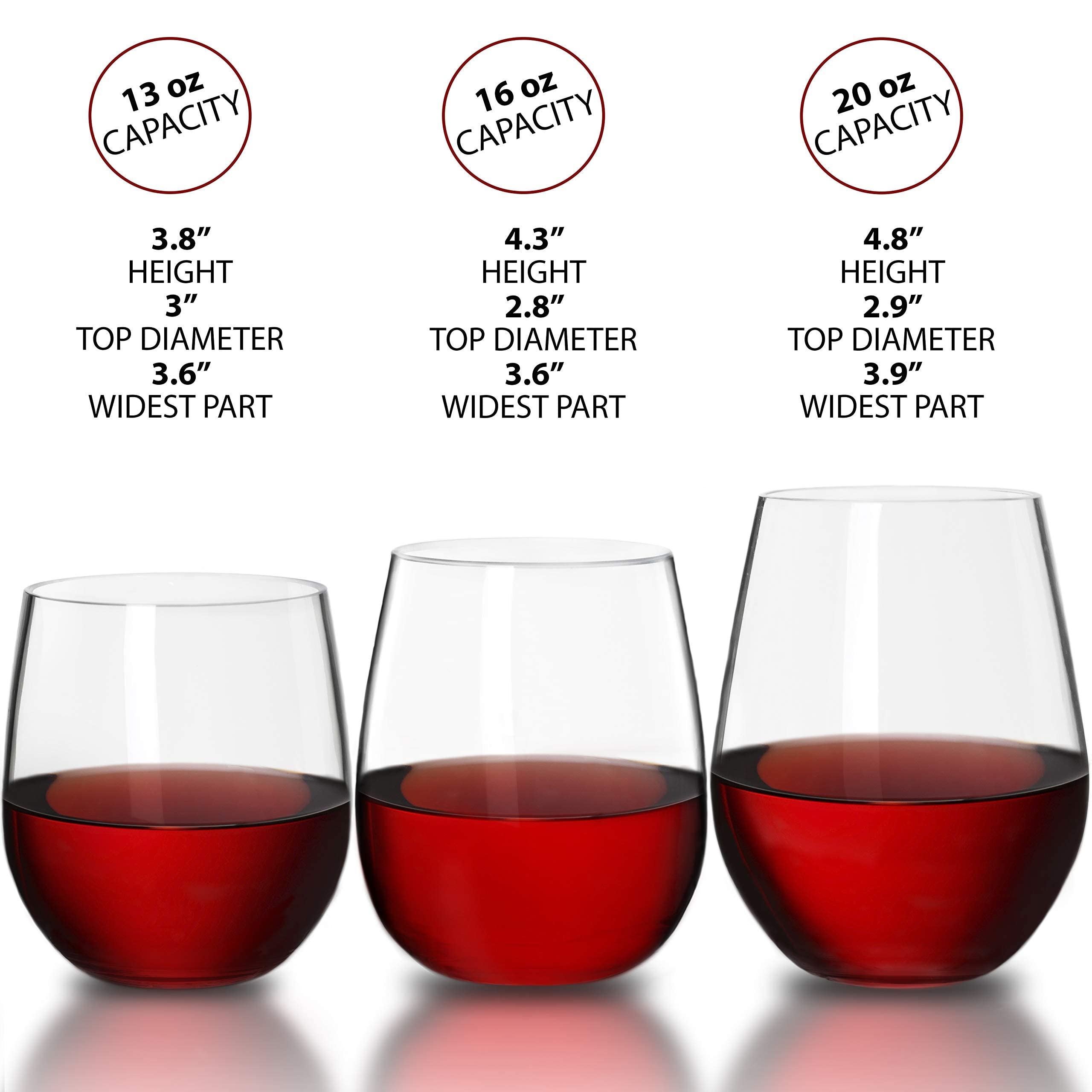 Bravario Unbreakable Glasses Bundle | 4 Wine, 4 Whiskey, 4 Champagne | Shatterproof 100% Tritan Plastic | Dishwasher-Safe | BPA-free | Awesome for Indoor & Outdoor, Gifts & Holidays