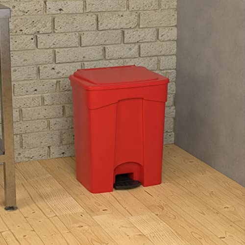 Krollen Industrial 72 Qt. / 18 Gallon Red Rectangular Step-On Trash Can, Hands-Free Disposal, Garbage Bin with Foot Pedal
