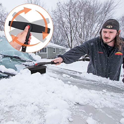 Elefama 3-in-1 Snow Shovel Kit for Car Emergency Driveway Snow Removal with Ice Scraper and Snow Brush Window Windshield Portable Collapsible Snow Shovel for Backyard Trucks SUV Deck Stairs