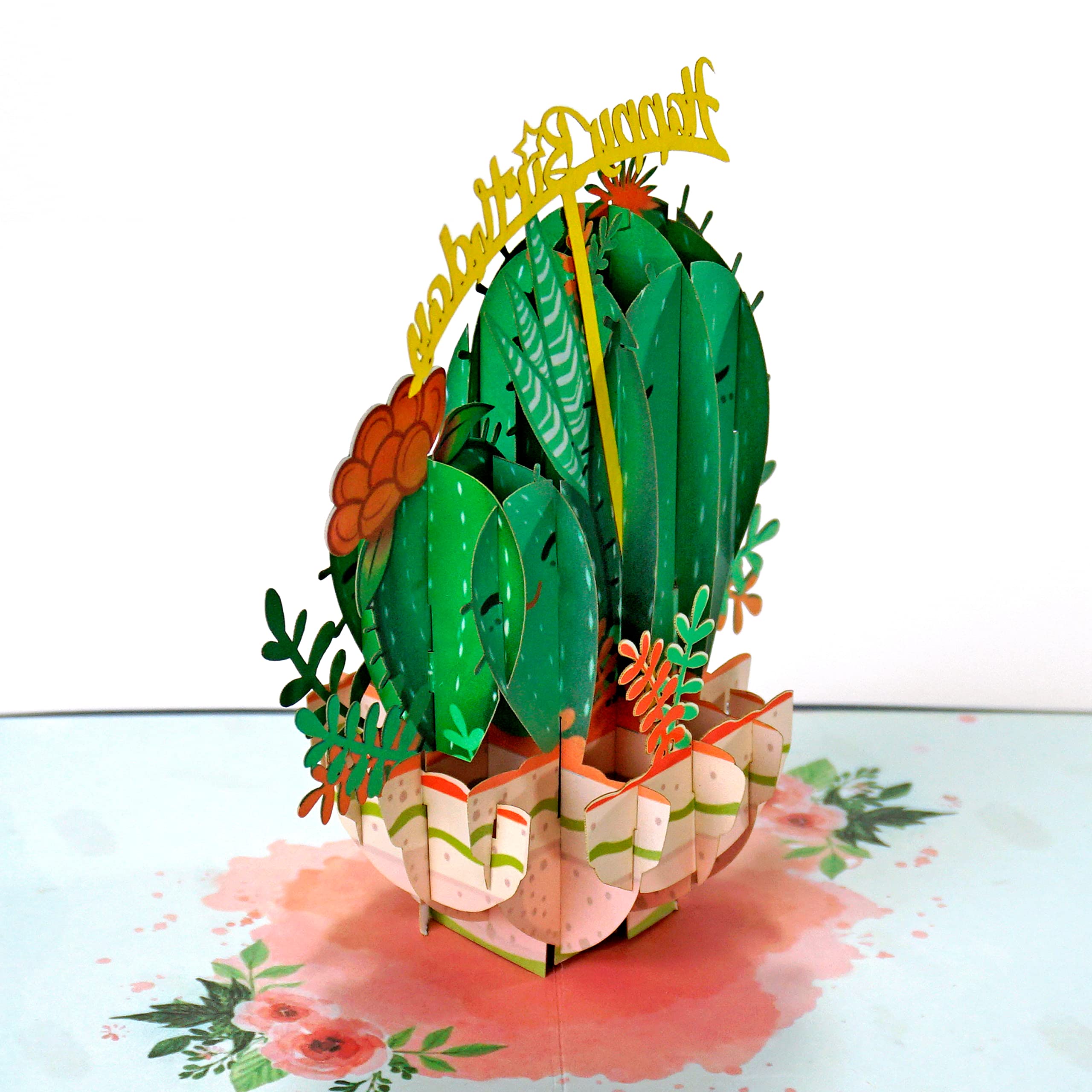 CUTPOPUP Happy Birthday Card Pop Up, 3D Greeting Card (Cactus)