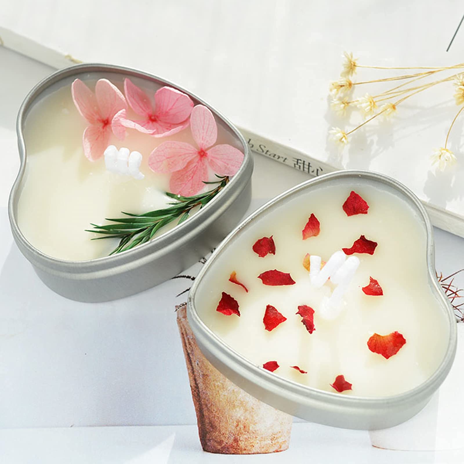 Dicunoy 20 Pack 2oz Metal Tins, Heart Shaped Empty Tin Box With Lids, Candle Jars Gift Storage Container Cans With Clear Window For Candle Making, Candies, Treasures