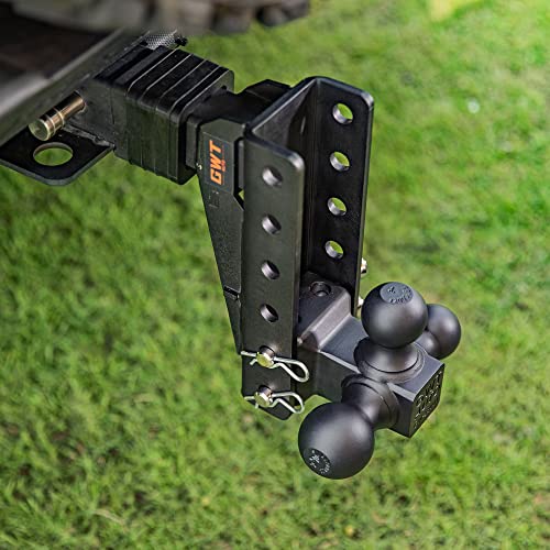GWTAUTO Adjustable Trailer Hitch, Tri-Ball (1-7/8" x 2" x 2-5/16") Drop Hitch, Fits 2-Inch Receiver, 7 Inch Drop Cushioned Hitch,17000 LBS GTW-Class 3 Tow Hitch for Heavy Duty Truck, Solid Ball Mount