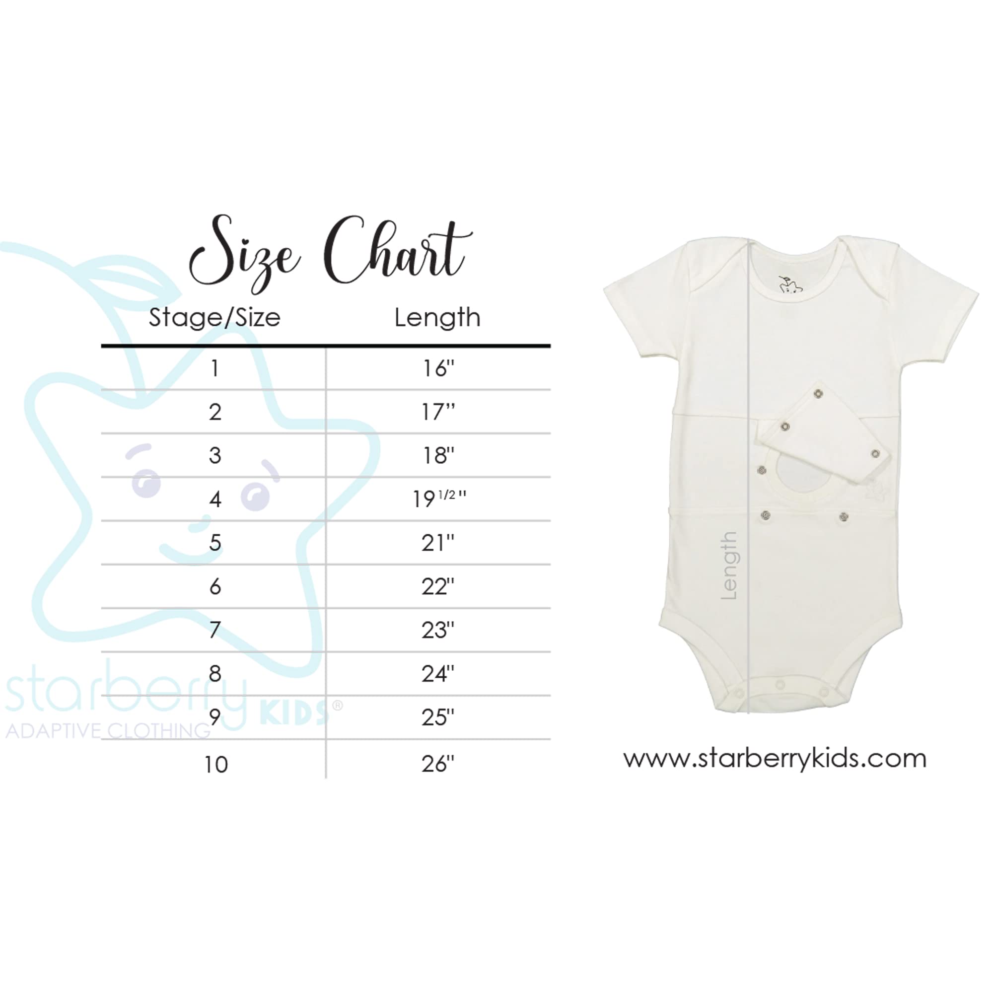 Starberrykids g-tube bodysuit for babies, toddlers and children (4 Fits 32-38lb, White)