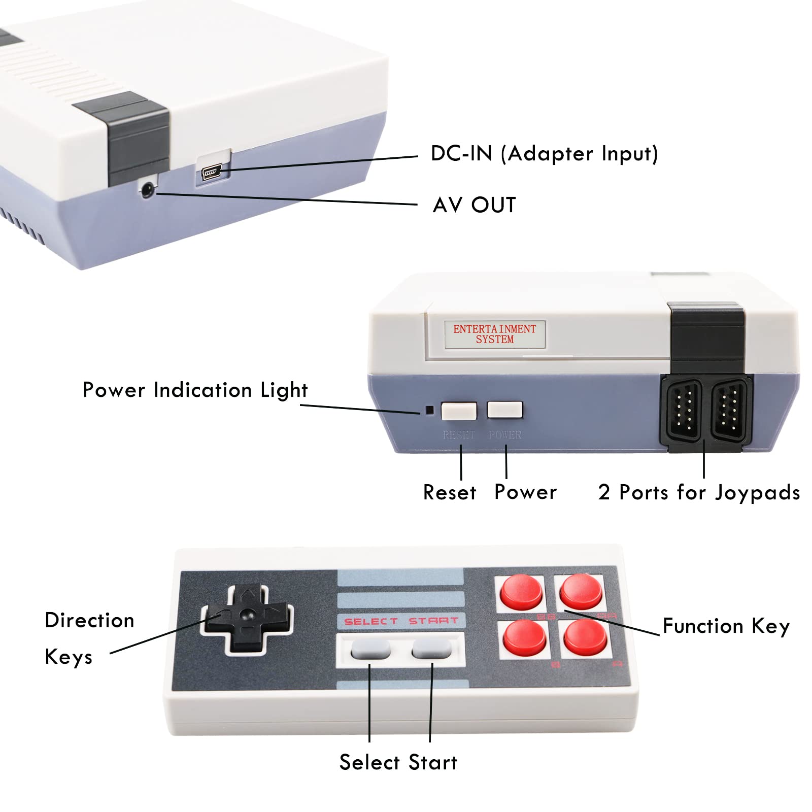 Anyando Retro Game Console, Mini Classic Game System TV Video Games Console with 2 Classic Controller and Built-in 620 Video Games, AV Output Plug and Play,Birthday Choice for Children/Adults