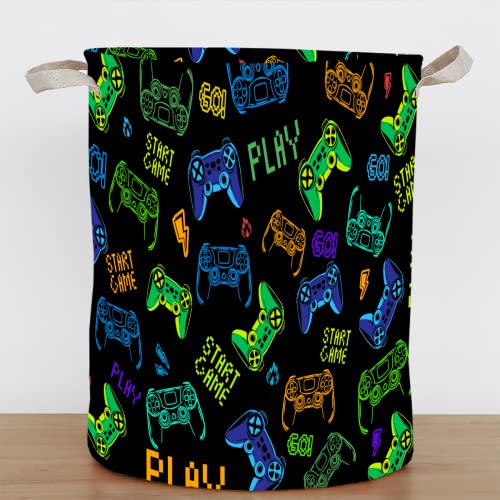Game Controller Gaming Laundry Basket Boys Hamper Bag Dirty Clothes Storage Basket Waterproof Foldable Collapsible Organizer Gamer Room Decor For Bedroom Boys Room Bathroom Dorm