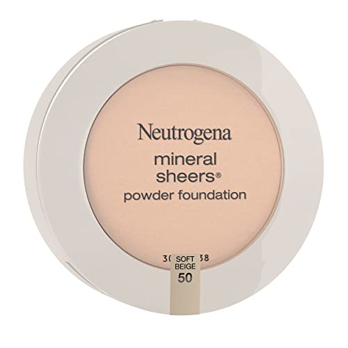 Neutrogena Mineral Sheers Compact Powder Foundation, Lightweight & Oil-Free Mineral Foundation, Fragrance-Free, Soft Beige 50.34 oz