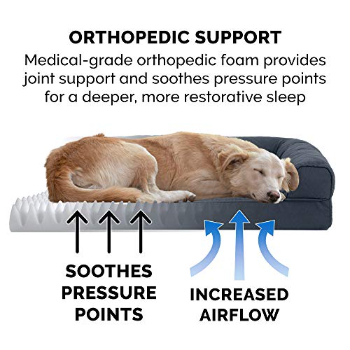 Furhaven Orthopedic Dog Bed for Large/Medium Dogs w/ Removable Bolsters & Washable Cover, For Dogs Up to 55 lbs - Quilted Sofa - Iron Gray, Large
