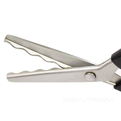 Fabric Pinking Shears Craft Scissors,Serrated Scalloped stainless Steel Handled Professional Sewing black Scissors, Scissors for Leather , Tailoring, Paper Crafts Hand shears etc. (Scalloped10mm)