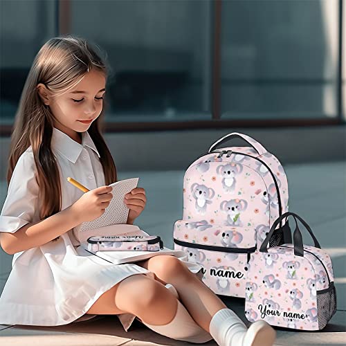 CUNEXTTIME Custom Koala Backpack with Lunch Box And Pencil Case, Set of 3 Cute Bookbag for Girls Boys, Lightweight Large Capacity School Bag