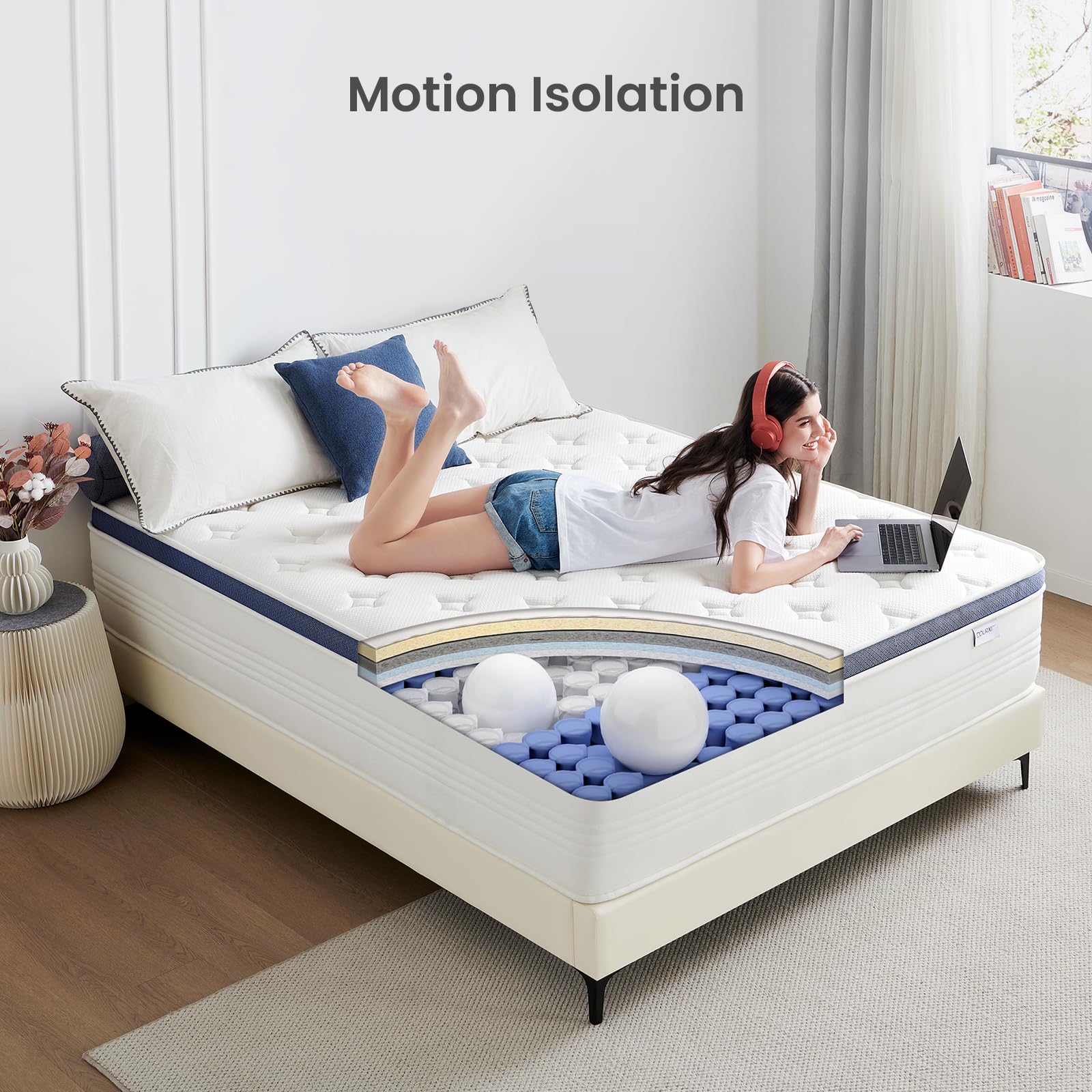 Dourxi Queen Mattress, 12 inch Hybrid Queen Size Mattress Gel Memory Foam for Pressure Relief with Waterproof Mattress Protector Included, Medium Plush