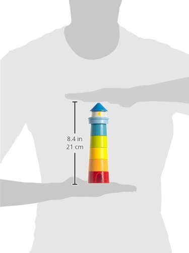 HABA Lighthouse Wooden Rainbow Stacker - 8 Piece Set (Made in Germany)