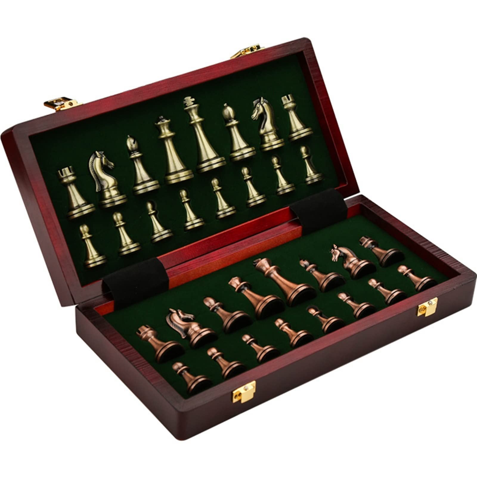 ARRGO Chess Game Handmade Wooden Folding Chessboard with Storage Box, Chess Metal Gift Box Set Chess Children's Beginner Collection