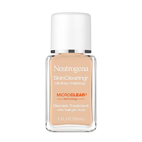 Neutrogena SkinClearing Oil-Free Acne and Blemish Fighting Liquid Foundation with Salicylic Acid Acne Medicine, Shine Controlling, for Acne Prone Skin, 105 Caramel, 1 fl. oz