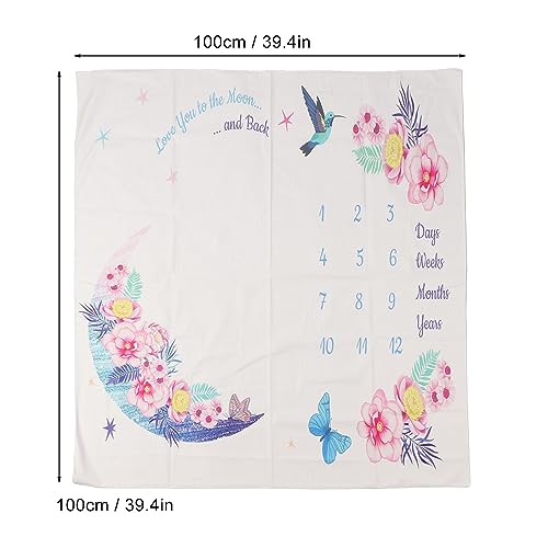 Baby Milestone Mat, Bright Colors Widely Used Baby Milestone Blanket Squared Flowers Birds Pattern 39.4in Wide for Party