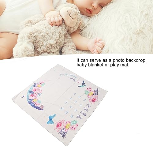 Baby Milestone Photo Prop, Flowers Birds Pattern Bright Colors Squared 39.4in Wide Baby Month Blanket for Home
