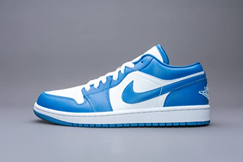 Nike Women's Air Jordan 1 Low UNC Basketball Shoe, White/Dk Marina Blue-White, 7