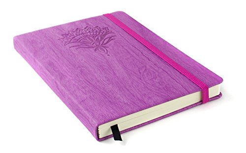 Red Co. 5 x 7 inch Embossed Flower Faux Leather Journal with 240 Lined Pages, Magenta