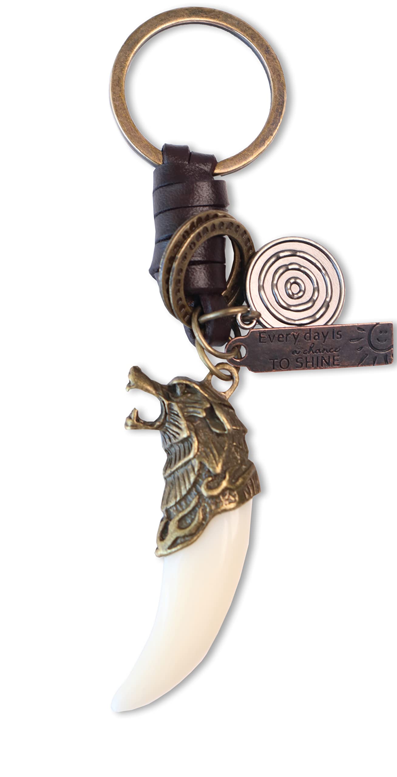 AuPra Fang KeyChain Gift Women & Men Leather Wolf KeyRing Home Car Door Keys Holder Ladies Tooth Present