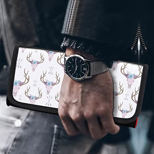 Bohemian Bull Skull and Arrow Carrying Case Storage Holder Bag Printed Handbag for Switch Console Game and Slots Cards Accessories