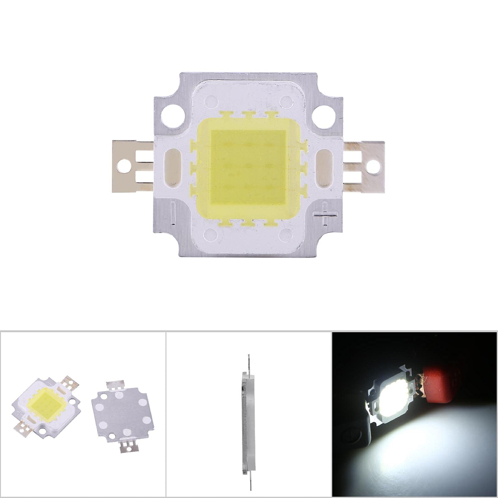 Kuuleyn Led Chip, LED Chip Bulb,10Pcs 10W LED Warm/Cool White SMD Chip COB DC 9-12V for Lamp Flood Light Bulb Replacement(Cool White)