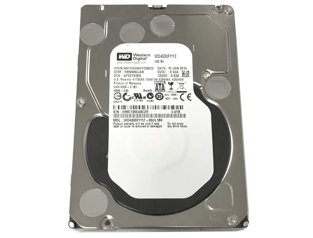 Western Digital 4TB 3.5 Inch SATA III, 7200 RPM, 64 MB Cache Enterprise Hard Drive (Western Digital4000FYYZ)