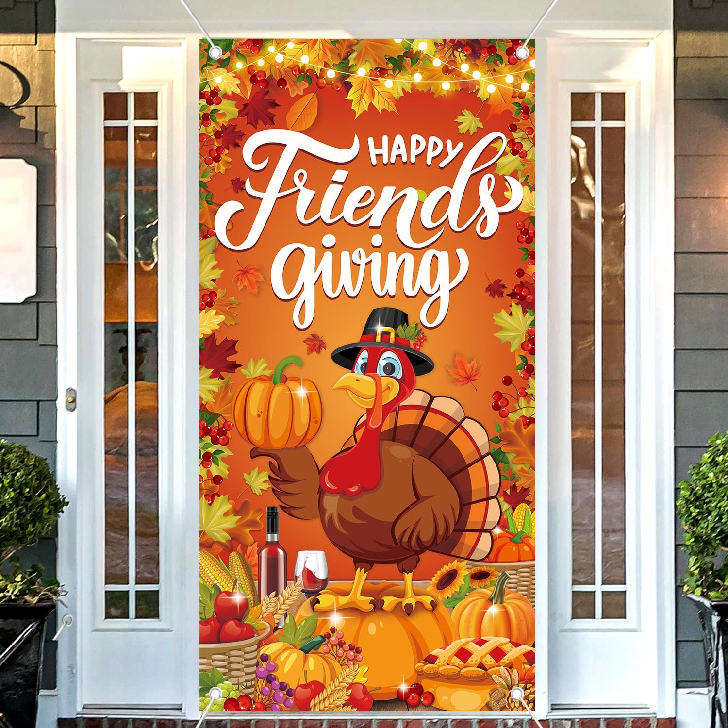 Large 70.8 x 35.4-inch Thanksgiving Door Cover, FriendsGiving Decorations, Friendsgiving Banner for Thanksgiving Door Decorations, Friendsgiving Party Decorations for Home tineit