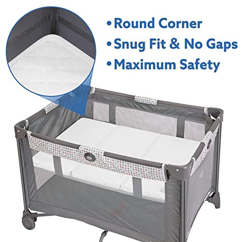Pro Goleem Pack and Play Mattress, Trifold Fitted Waterproof and Portable Pad Soft Mini Crib Mattress for Toddlers, 38 X 26 X 2.25 Inch