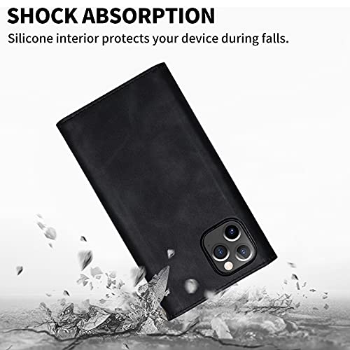 Crossbody Case for iPhone 13 Pro Max Phone Case Wallet Purse with Lanyard Strap Credit Card Holder 6.7'', PU Leather Protective Handbag Zipper Women Girl (Black)
