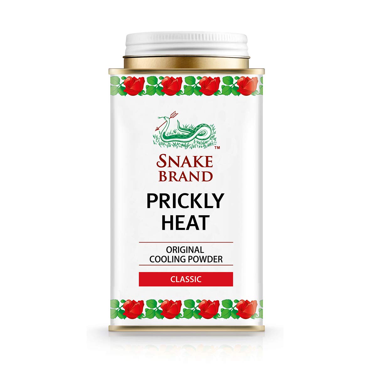 Snake Brand Prickly Heat Cooling Powder for Everyday Use - Anti-Chafing, Heat Rash Relief, Absorbs Sweat, Classic Original Scent (4.9 Oz / 140g)