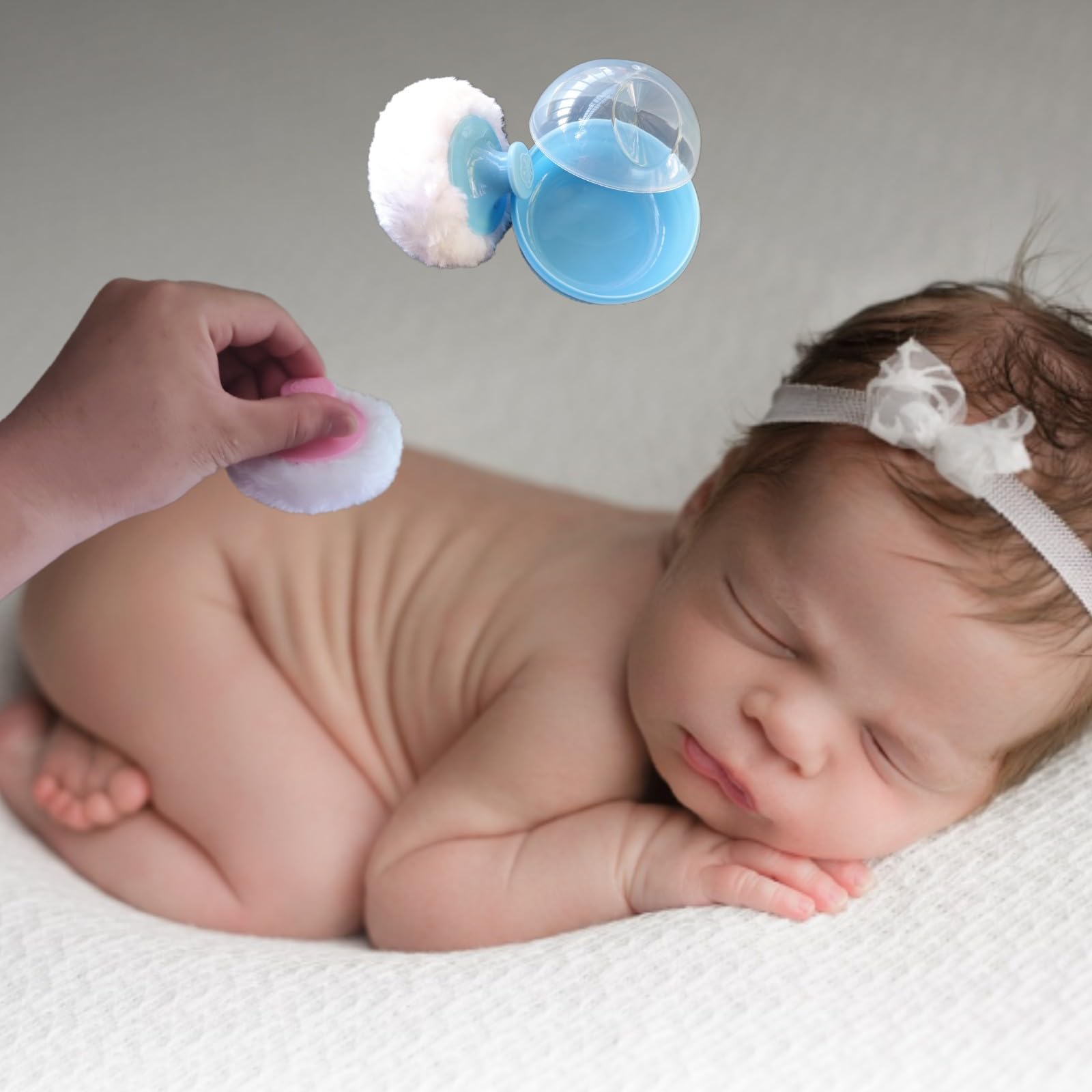 Baby Powder Puff Plush Box Container Baby Powder Container (Pink)