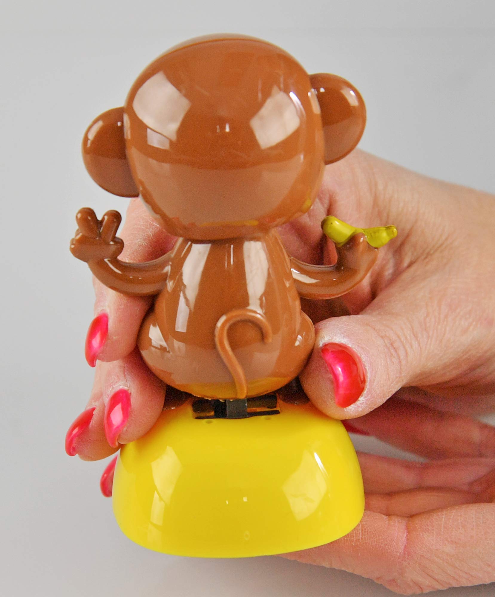 Home-X Solar-Power Dancing Monkey Figure, Office Décor, 3 3/4” Tall