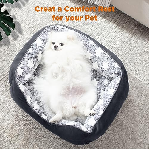 GASUR Rectangle Dog Bed for Small Dogs, Cozy Washable Dog Sofa Bed, Durable Pet Cuddler Anti-Slip Bottom, Soft Calming Sleeping Warming Puppy Bed