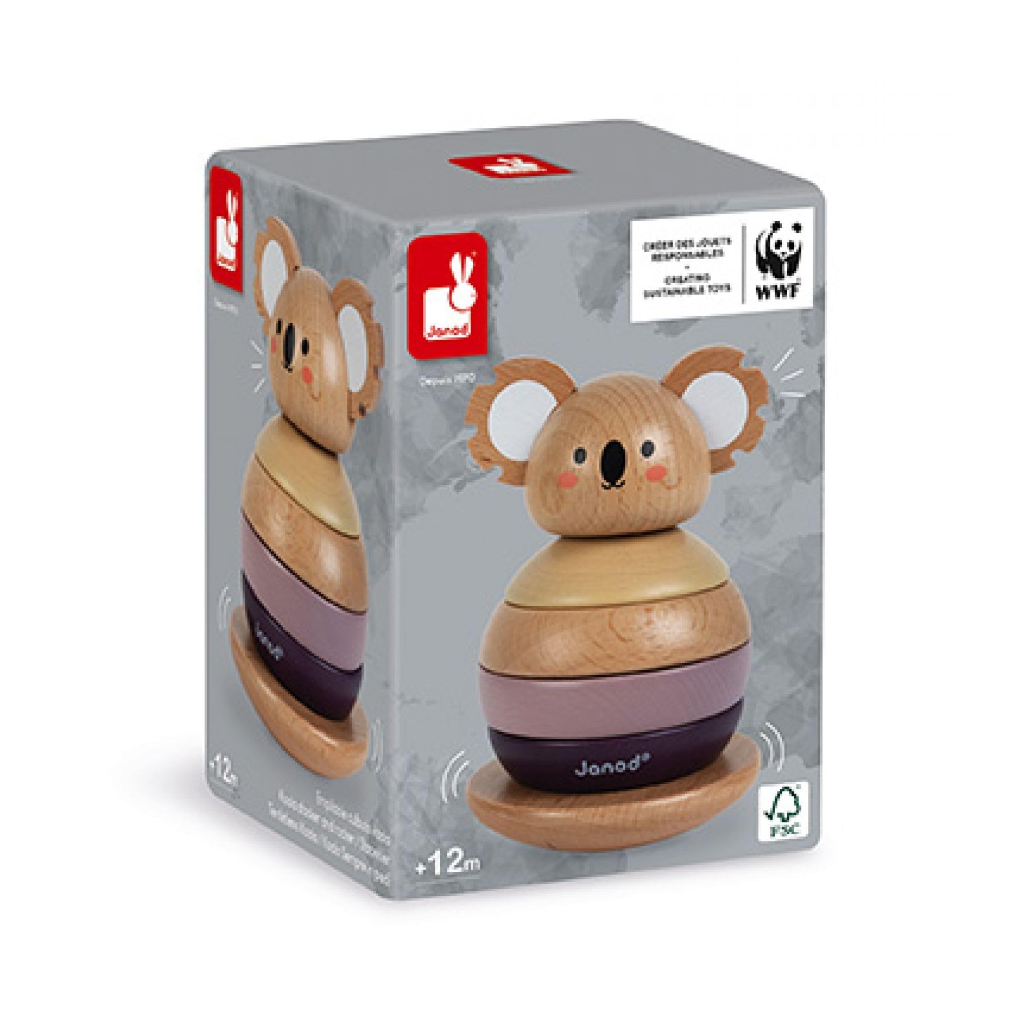 Janod World Wildlife Federation – Wooden Tumbling Koala - 6 Piece Set – Ages 12 Months+ - J08601
