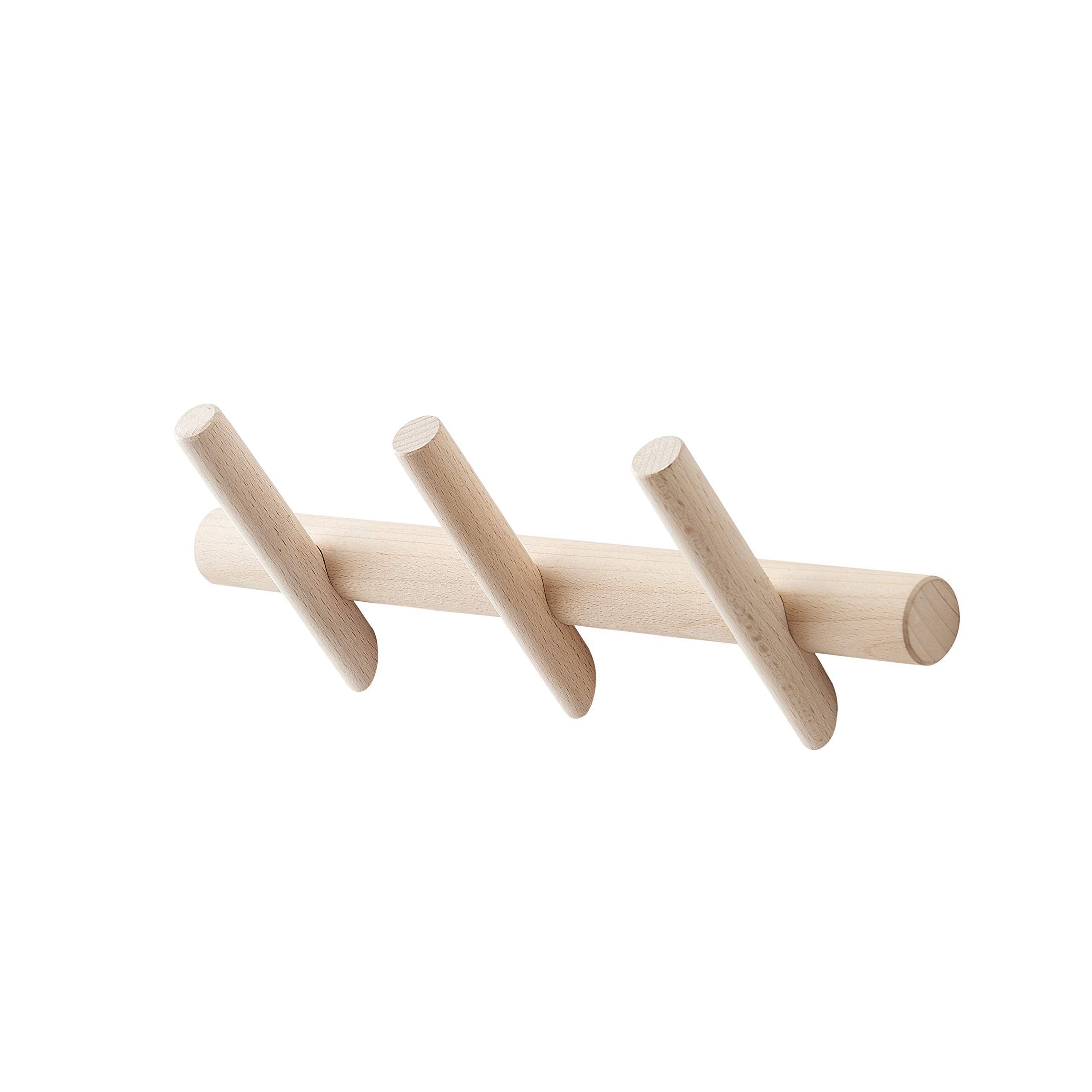 HOMEAMY Wood Coat Rack Modern Wall Mounted Hat and Towel Hanger Wooden Hooks Robe Racks with Pegs for Bedroom Bathroom and Entryway Durable, Easy Assembly, Classic Design (3 Hook)