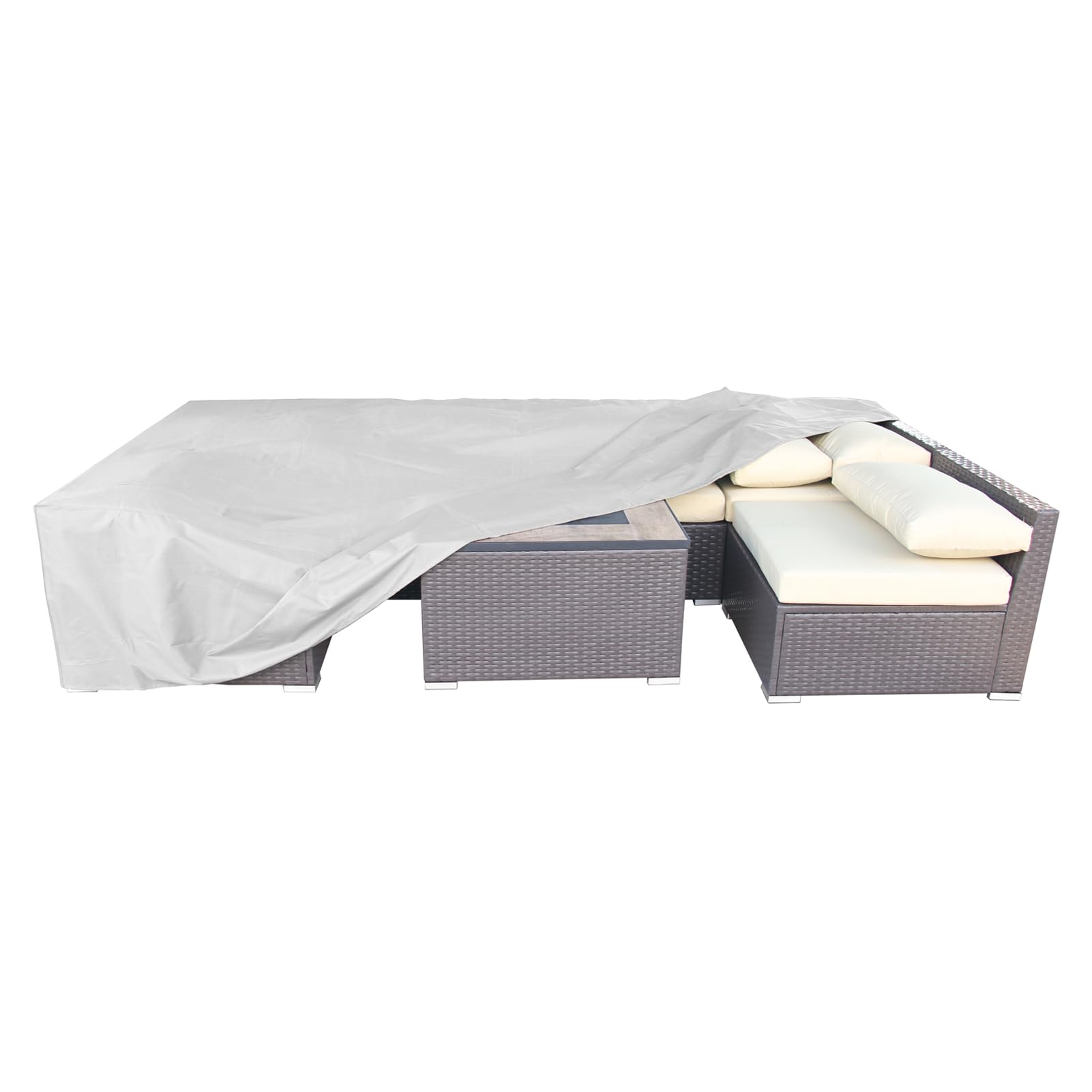 Dineli Patio Furniture Sectional Sofa with Gas Fire Pit Table Outdoor Patio Furniture Sets Propane Fire Pit (light gray-sofa cover)