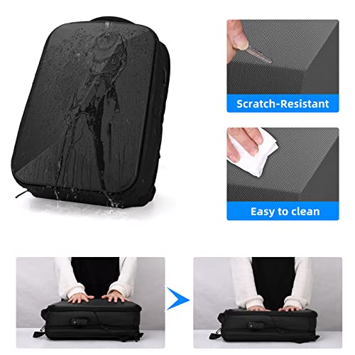 FENRUIEN Anti Theft Laptop Backpack for Men, Expandable Water Resistant Hardshell Backpack with USB Port, Black Business Travel Computer Bag 15.6 Inch