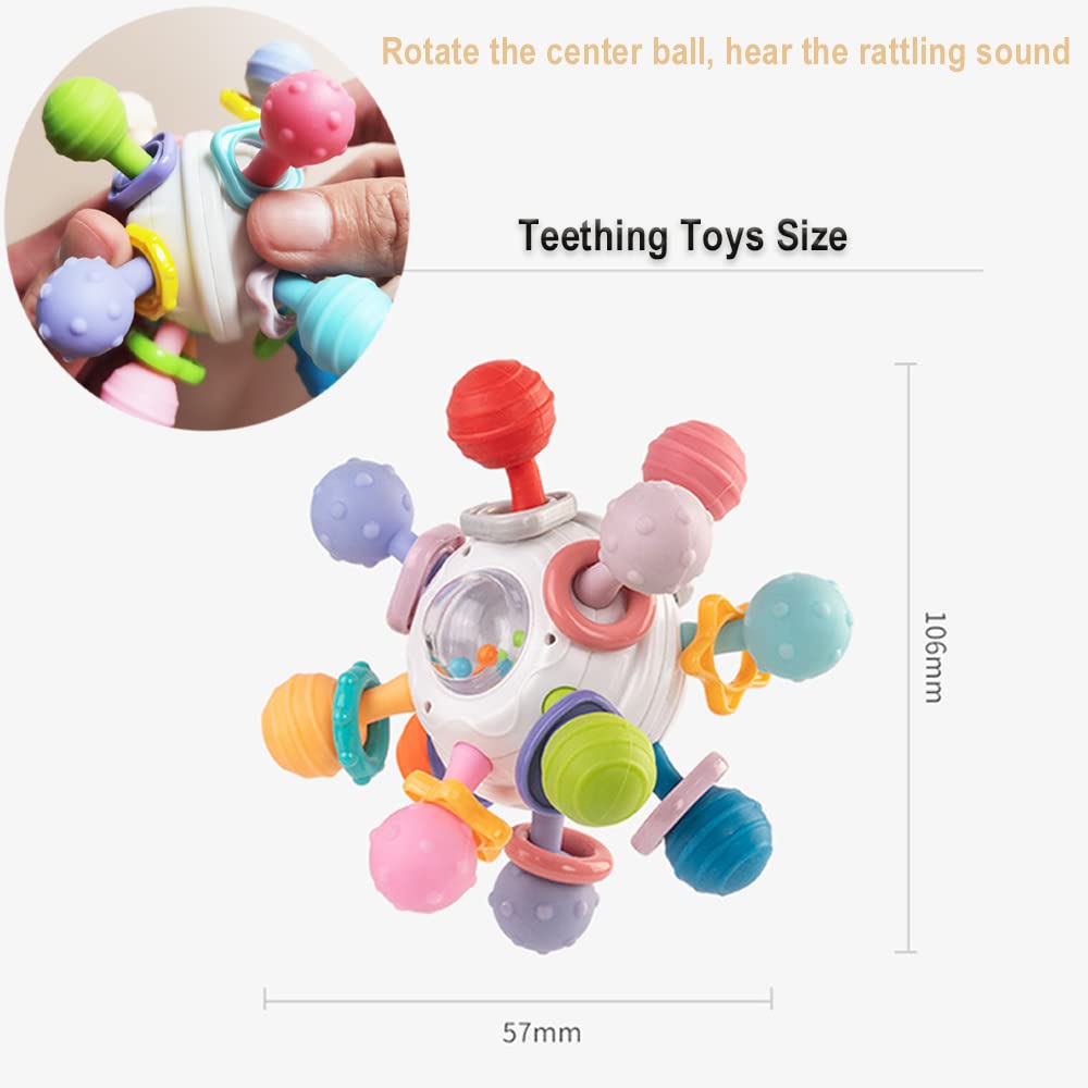 Baby Sensory Teething Toys - Soft and Safe Teether for Babies 0-12 Months - Grasping, Teething, and Rattle Activities - Ideal Gift for Infants
