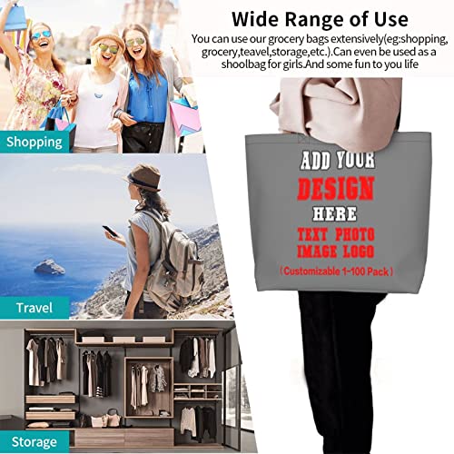 Custom Bag Personalized Bag Customized Gifts For Women Design Company Logo Name Travel Bag Shopping Shoulder Bag Custom Gift Gray Tote Bag