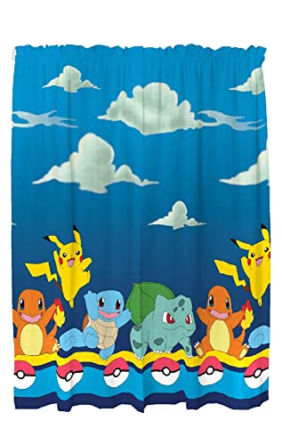 Franco Kids Room Window Curtain Panels Drapes Set, 82 in x 63 in, Pokemon, Multicolour